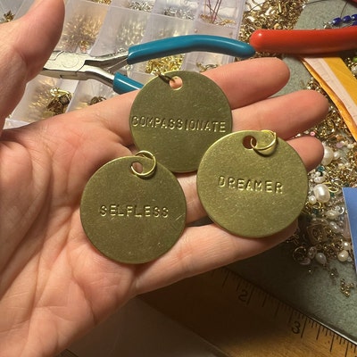CUSTOM STAMPED Keychain Brass Disc Tag Customizable - Etsy