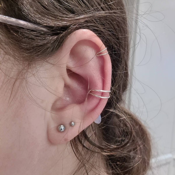 Double Helix Hoop, Sterling Silver Helix Piercing, Conch Hoop, Tiny ...