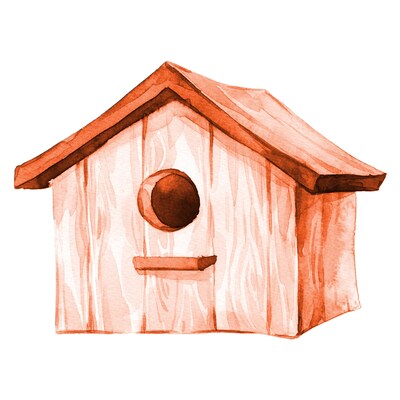 100 Watercolor Wooden Bird House Cliparts, Planner Clipart, Rustic ...