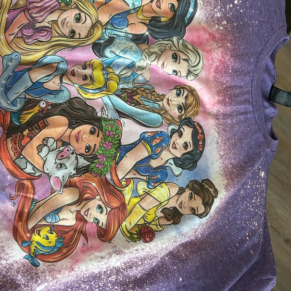 All Princess Tshirt, Bleached Disney Shirt, Birthday Kids Shirt, Girls ...