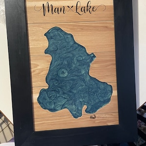 Custom Resin Lake Inlaid Compass Map/ Custom Any Lake Map/ Resin Lake ...