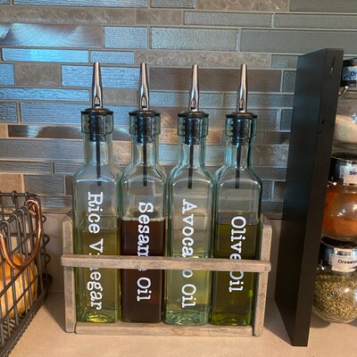 Oil Bottles and Caddy Oil Bottle Holder Set of Bottles - Etsy
