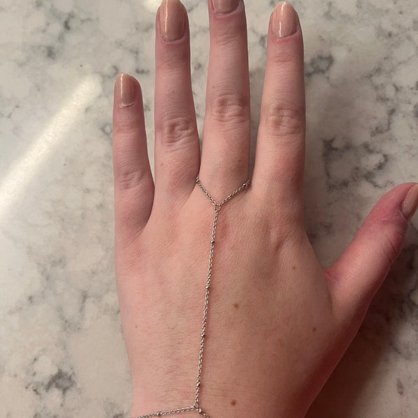 Beaded Hand Chain Bracelet by Caitlyn Minimalist • Beaded Hand Jewelry ...