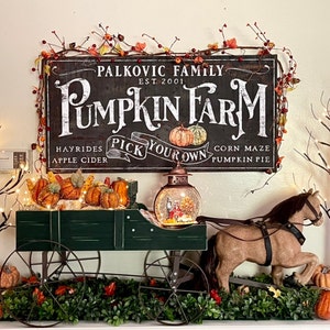 Personalized Pumpkin Farm Sign Fall Halloween Family Name Modern ...