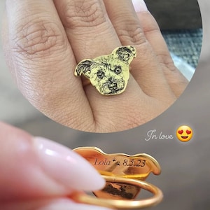 Dog Photo Ring, Pet Face Engraving Ring, Dog Memorial Ring, Cat ...