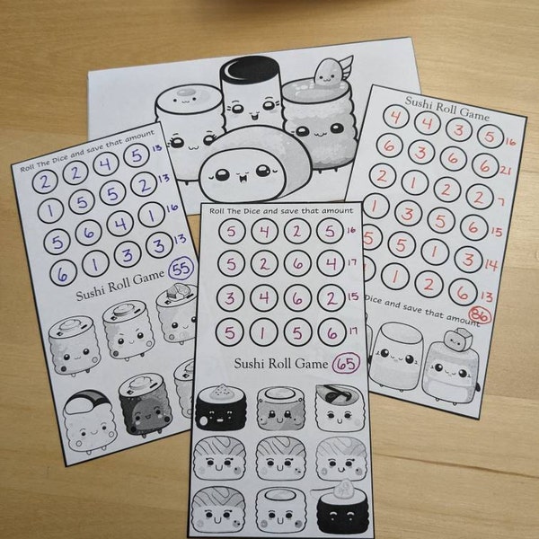 Sushi Roll the Dice Savings Challenge and Cash Envelope - Etsy