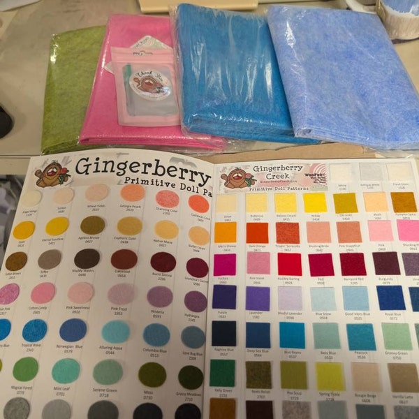 Wool Felt Sample Sheet Set - Sample Swatch of 113 Wool Felt Colors - US ...
