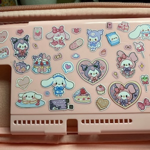 Cherry Kitty Stickers Cute Pink Cat Deco Sticker Sheet Sakura - Etsy