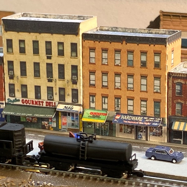 Paper Model Cardstock Buildings Downtown Apartments With Shops ...