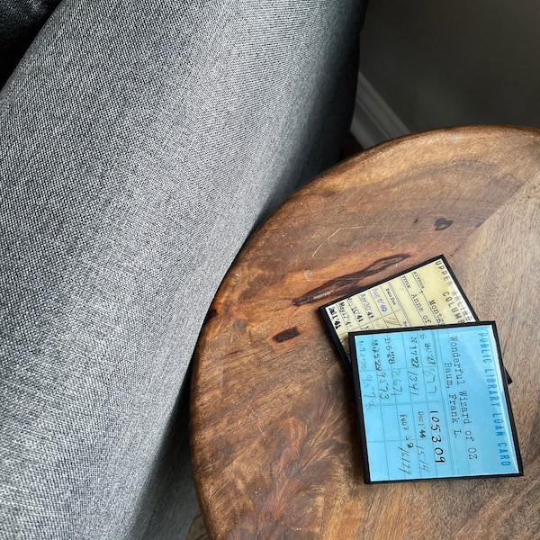 Book Lovers Coaster Set Library Due Date Card Wood Coasters Gifts for ...
