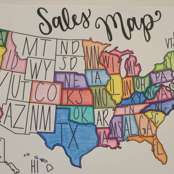 Sales Map Tracker- US Sales Map- Printable Sales Map- Sales Map Digital ...