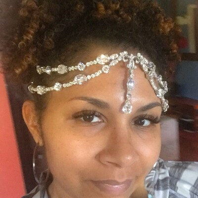 Rose Gold Gold Bridal Forehead Band Bridal Headband Rhinestone Hair ...