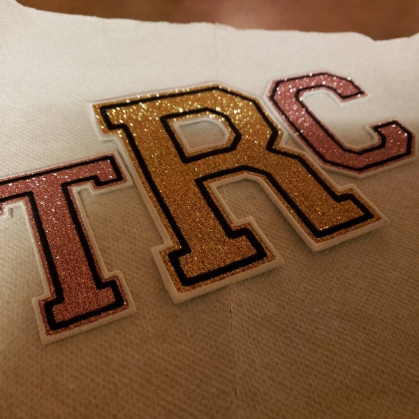 Custom Made Varsity Glitter Letter Letterman Iron on Patch for Jacket ...