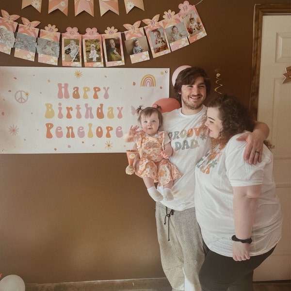 Groovy Birthday Banner, Two Groovy Birthday, Hippie Banner, Boho Groovy ...