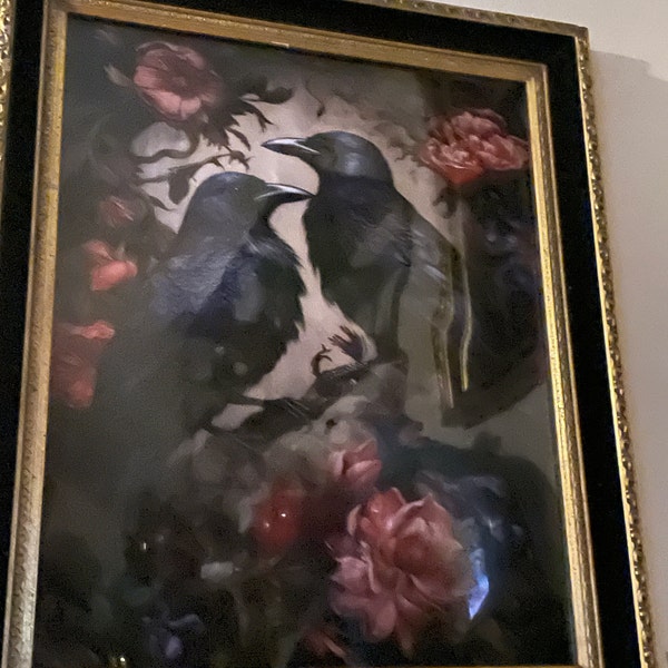 Dark Moody Flower, Gothic Floral Wall Art, Botanical Painting, Dark ...