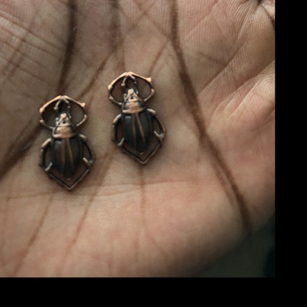 2 Antique Copper - Brass Scarab Beetle Connectors 10x17mm, Made in USA ...