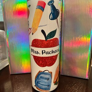 Teacher Name 20 Oz Skinny Tumbler Sublimation Designs Teacher ...