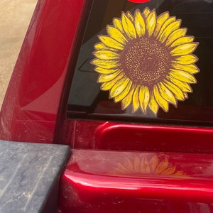Hand Drawn Sunflower Car Window Decal Flower Car Window Decal Flowers ...