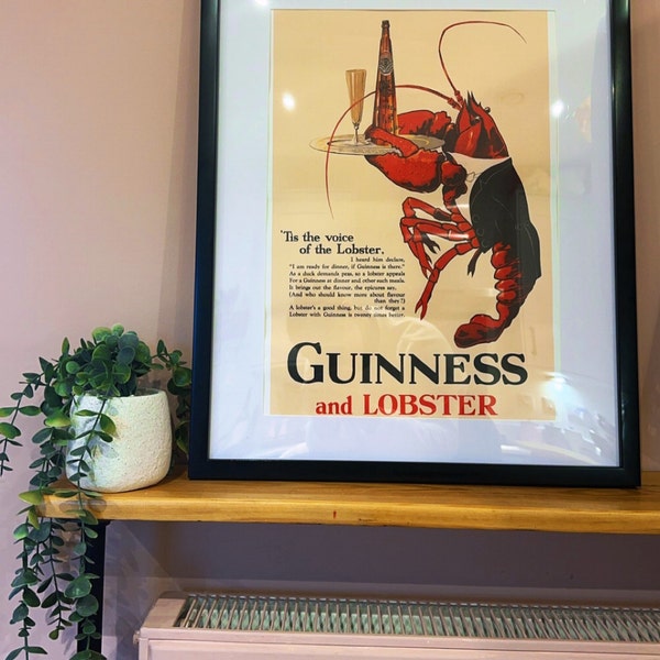 Guinness Digital Poster - Guinness Lobster Download - Vintage Canvas ...