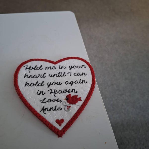 Heart Memory Patch With Cardinal Personalized Quilted & Embroidered for ...