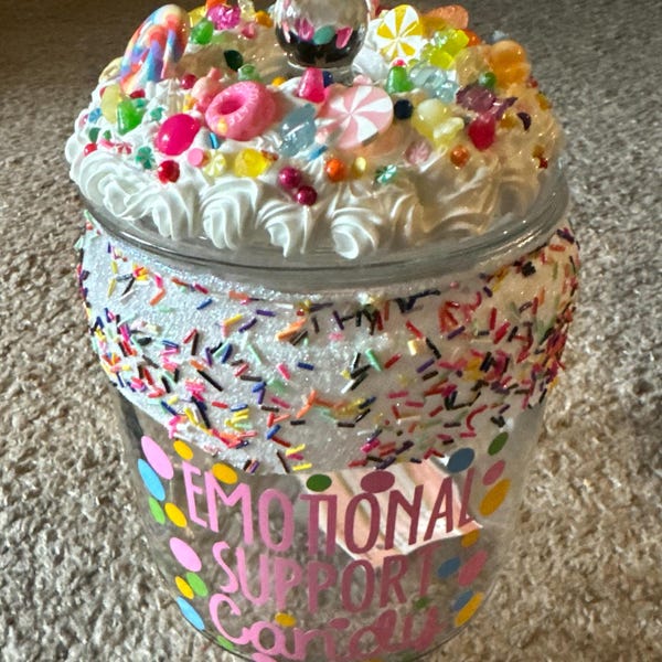Personalized Funny Glass Candy Jar for Emotional Support, Custom Office ...