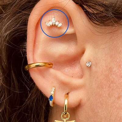 Birthstone Piercing, Tragus Earring, Personalized Jewelry, Birthstone ...