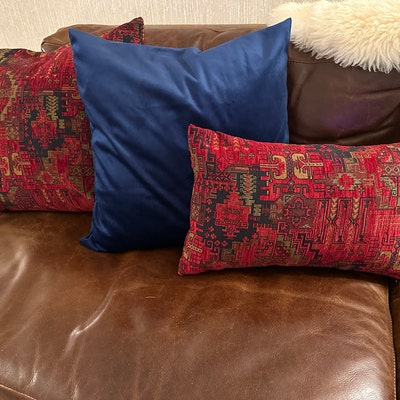 Any Size Red Turkish Kilim Throw Pillow Cover, Dark Red Bohemian Kilim ...