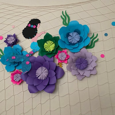 Mermaid Set Flowers Paper Flowers Mermaid Decor Mermaid Theme Party ...