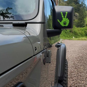 Set of 2 Paw Print Peace Hand Wave Decals for Jeep Side Mirrors Hand ...