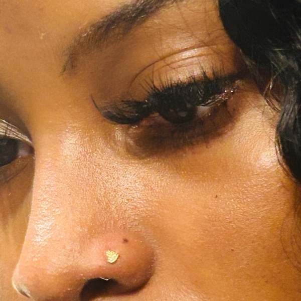Dainty Small 3mm 14K Real Gold Nose Ring Nose Stud Nostril Piercing ...