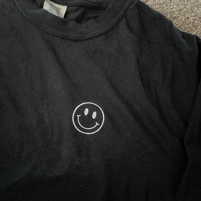 Happy Face Comfort Colors Tee, Smile Shirt, Happy T-shirt, Embroidered ...