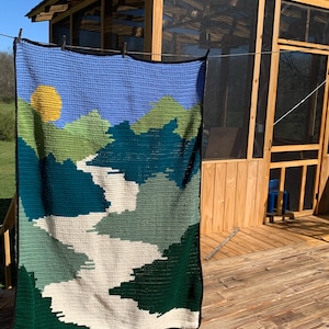 Mountain River Crochet Blanket Pattern: Landscape Afghan (PDF Pattern ...