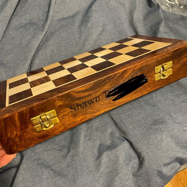 Handmade Chinese Checkers Set, Engraved Wooden Board Game With Marbles ...