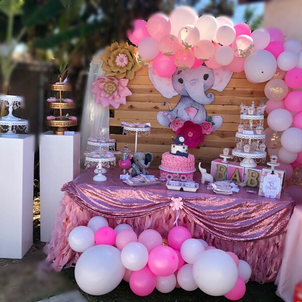 Peanut Elephant Centrepiece With Floral Crown for Baby Girl Shower in ...