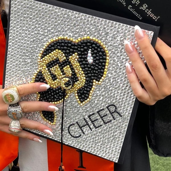 Custom Simple Rhinestone Logo Graduation Cap Topper - College, High ...