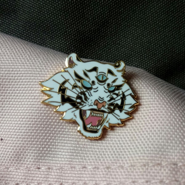 Tiger Enamel Pin With Glitter Eyes - Lapel Pin, Cloisonné Badge, Hard ...