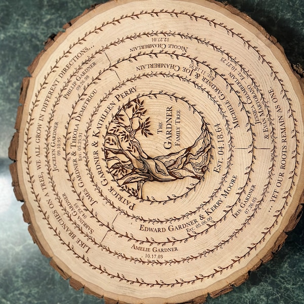 Wood Family Tree Chart, Personalized Mothers Day Gift for Mom, Celtic ...