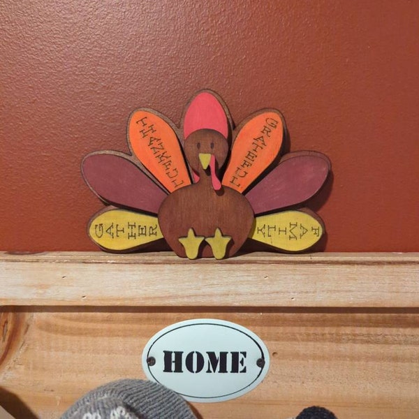 Thanksgiving Wood Decorations, Wooden Turkey Shelf Sitter, Thanksgiving ...