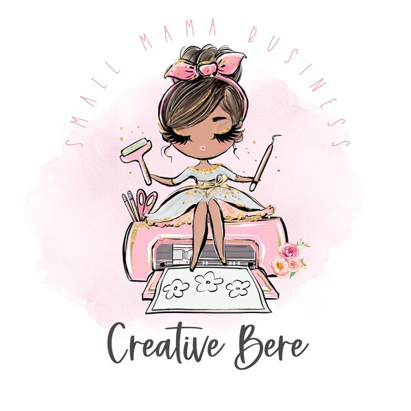 Craft Girl Logo, Crafty Girl Logo, Craft Shop Logo, Editable Craft Lady ...