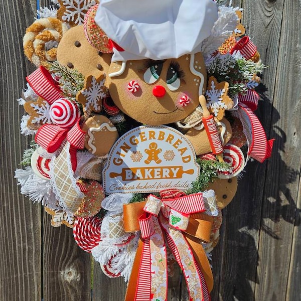 Gingerbread Baker Wreath Attachment - Etsy