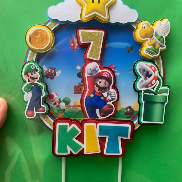 Personalised Super Mario Cake Topper 3D With Name and Age - Etsy