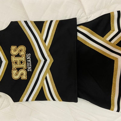 Gold & Black Cheer Uniform Customized Cheerleading Uniform - Etsy