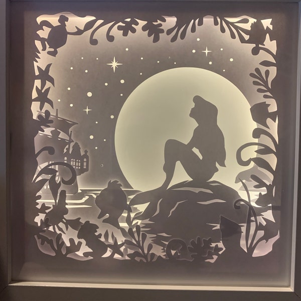 The Little Mermaid, Ariel, Beach Life, Decorative Shadow Box Shadowbox ...