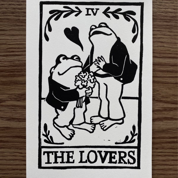 Frog and Toad Lovers Linocut Print - Etsy