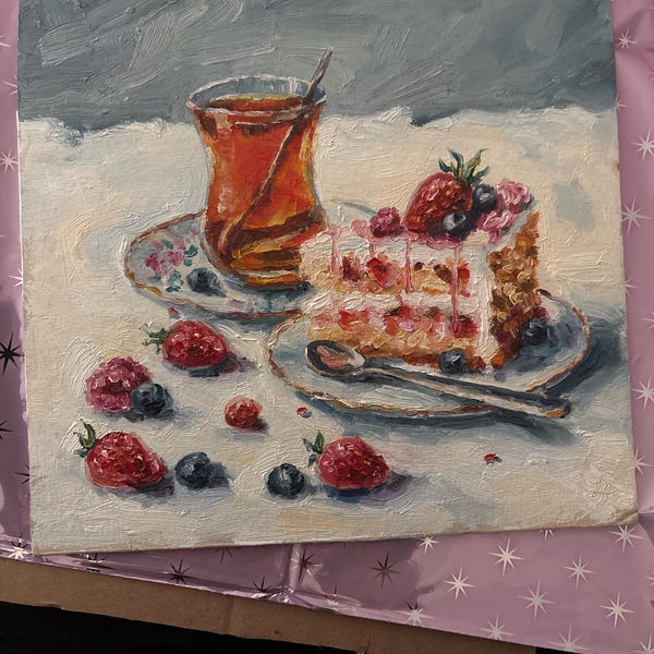 Christmas Red Ball Oil Painting Original Art Small Painting Miniature ...