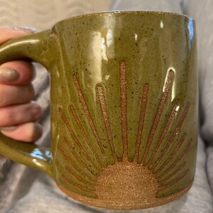 Solstice Mug Handmade Pottery Mug in Olive Green Speckle - Etsy