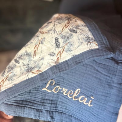 Embroidered Muslin Baby Swaddle Blanket, Green Muslin Swaddle ...