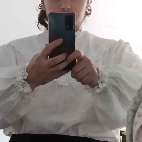 Victorian Ruffle Lace And Ribbon Blouse Etsy