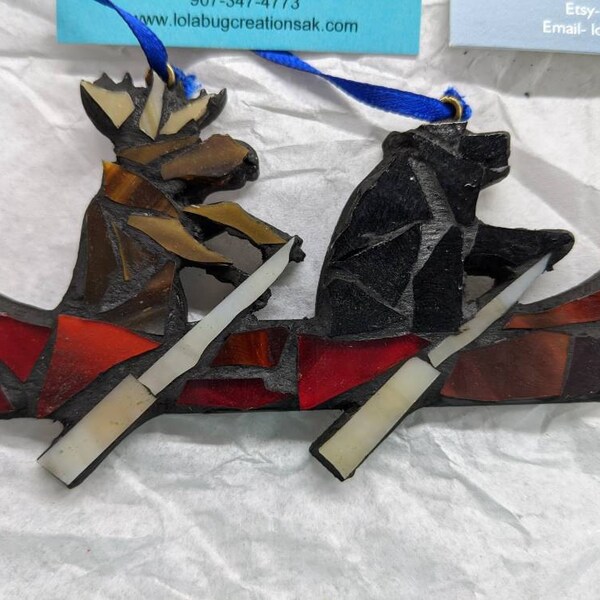 Bear and Moose in a Canoe Glass Mosaic - Etsy
