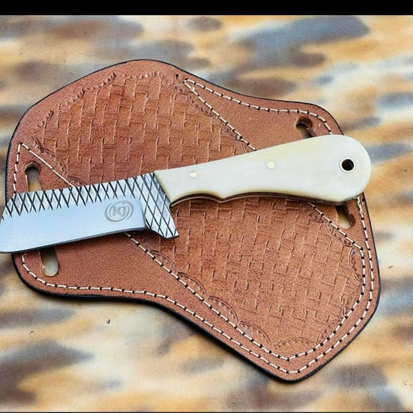 Handmade Rasp Steel Skinner Knife: Resin Handle, Leather Sheath - Etsy